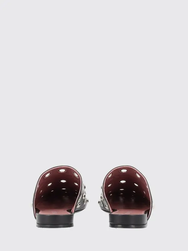 Premiata Calf Leather Flat Mules With Studs And Metal Eyelets - Black