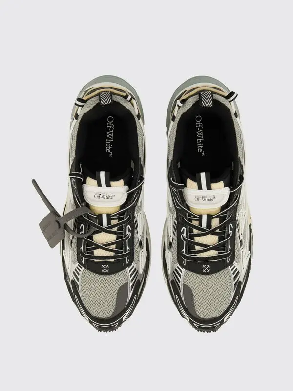 Off-White Two-tone Tech Fabric Sneakers With Serrated Sole - Grey