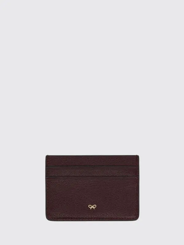 ANYA HINDMARCH Grained Leather Card Holder With Graphic Print And Five Slots - Brown