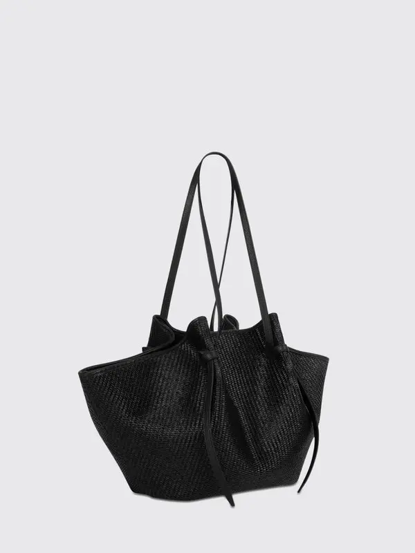 Yuzefi Mochi Shoulder Bag In Raffia With Double Leather Handles