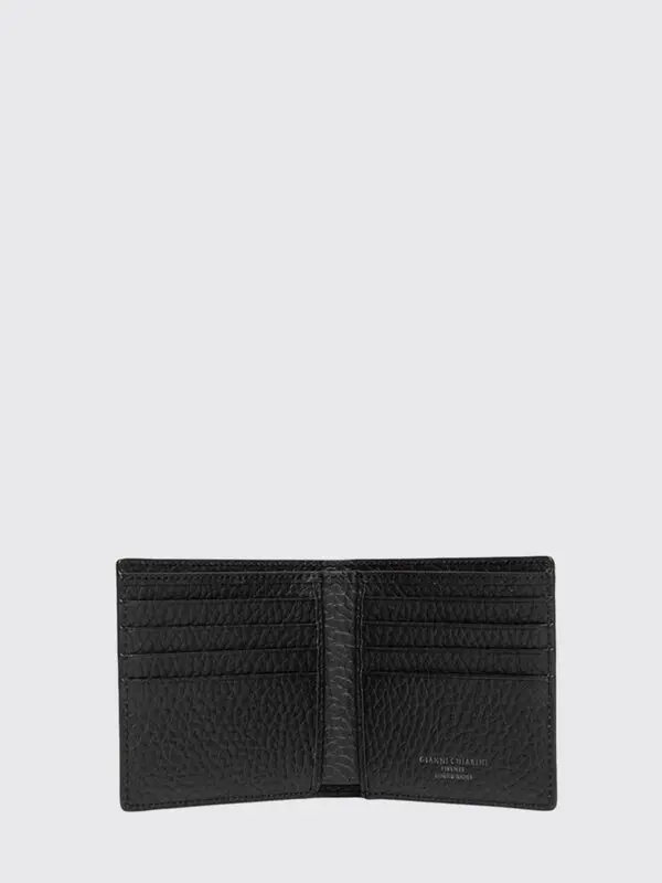 GIANNI CHIARINI Pebbled Leather Bifold Wallet With Logo Lettering