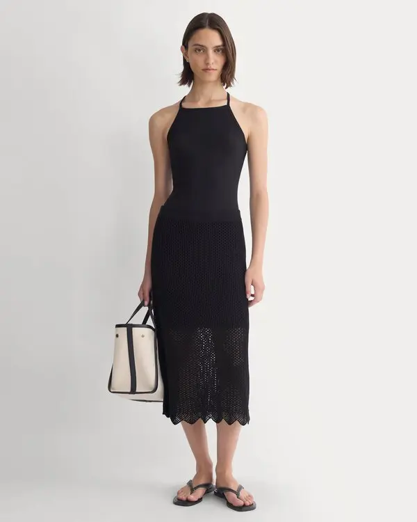 Everlane Lace-knit Midi Skirt - Black