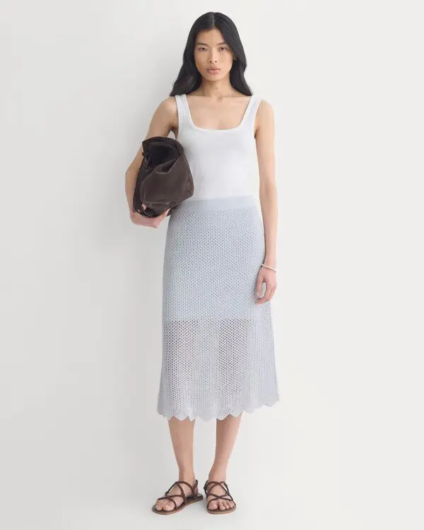 Everlane Lace-knit Midi Skirt - Skywriting