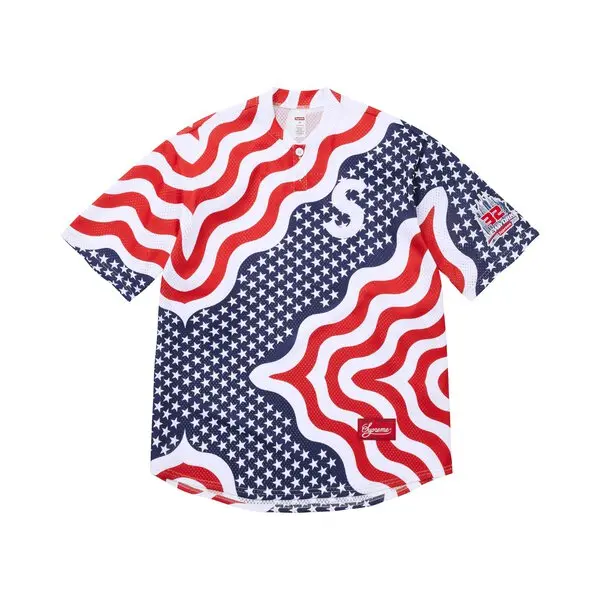 Supreme Shop Logo Henley 'flag New York - Red