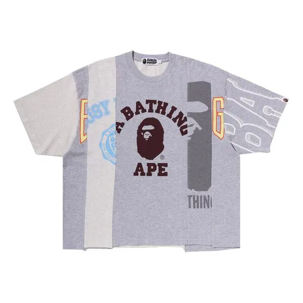 A BATHING APE Upcycled Multi Logo Cropped Fit Tee