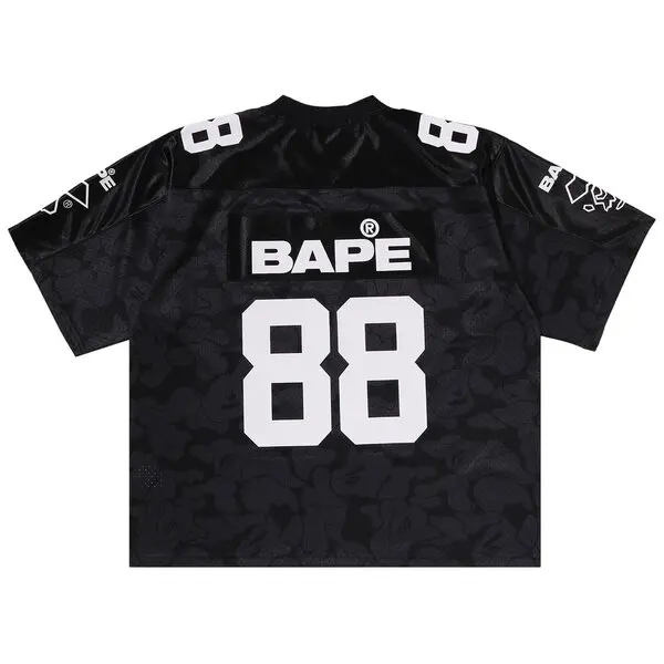 A BATHING APE Solid Camo Multi Logo Relaxed Fit Football Jersey Tee