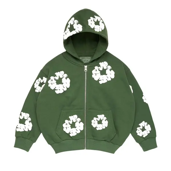 DENIM TEARS Cotton Wreath Zip Hoodie - Green