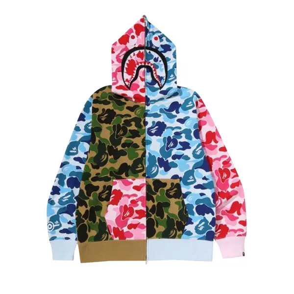 A BATHING APE Camo Crazy Shark Full Zip Hoodie 'mulitcolor - Multicolor