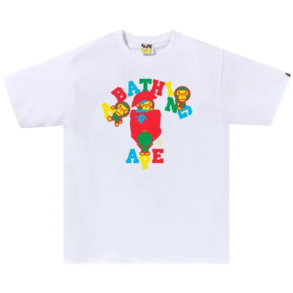 A BATHING APE Colors College Milo Tee - White