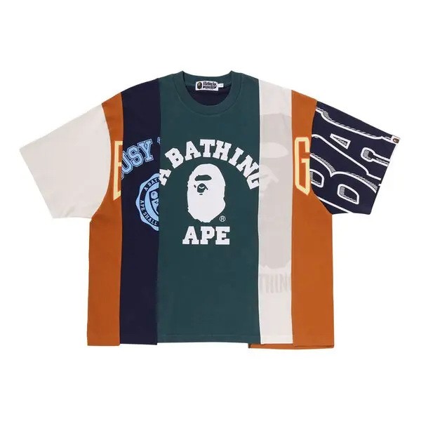 A BATHING APE Upcycled Multi Logo Cropped Fit Tee