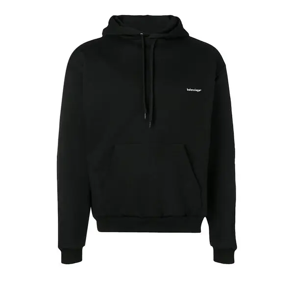 Balenciaga Small Contrast Logo Print Hoodie - Black