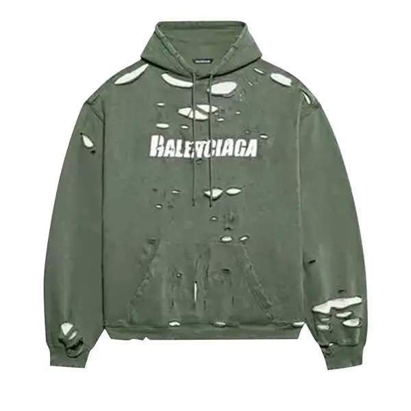 Balenciaga Caps Destroyed Oversize Fit Hoodie 'dark /white - Green