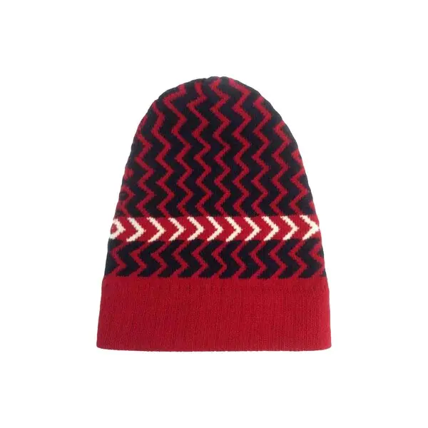 Gucci Wool Zigzag Beanie /white/blue - Red