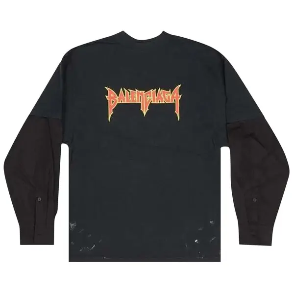Balenciaga Metal Logo Layered Long-sleeve T-shirt - Black