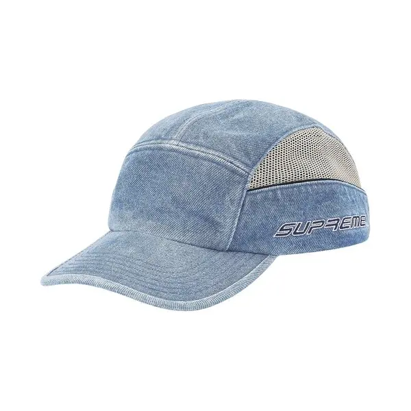 Supreme Side Mesh Piping Camp Cap - Blue
