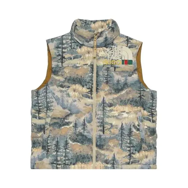 Gucci X The North Face Padded Vest 'forest Print - Brown