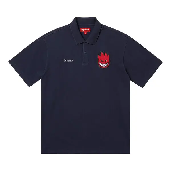 Supreme X Spitfire Embroidered Logo Polo - Blue