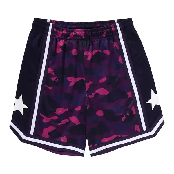 A BATHING APE Color Camo Mesh Relaxed Fit Shorts - Purple