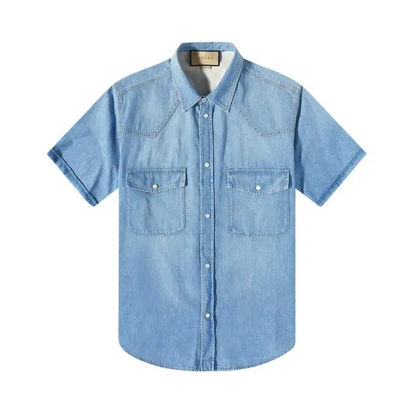 Gucci Short-sleeve Denim Shirt - Blue