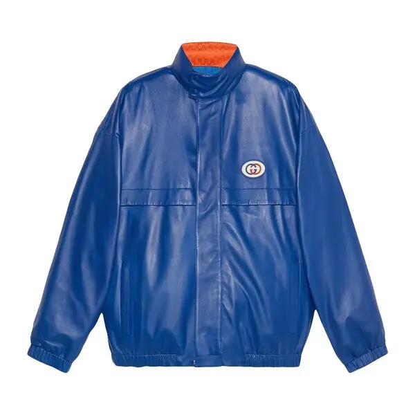 Gucci Reversible Interlocking G Leather Jacket - Blue