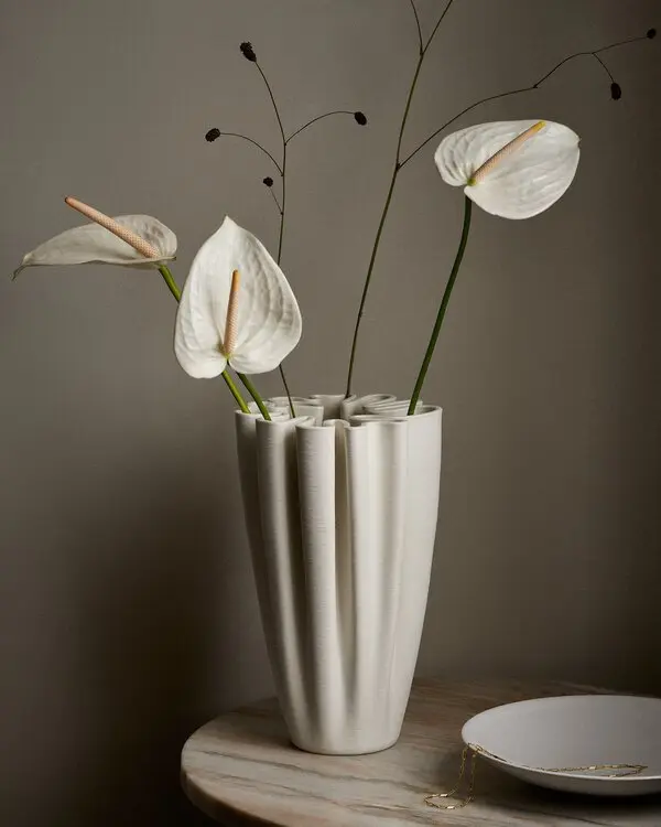 Quince Sculptural Rippled Ceramic Vase