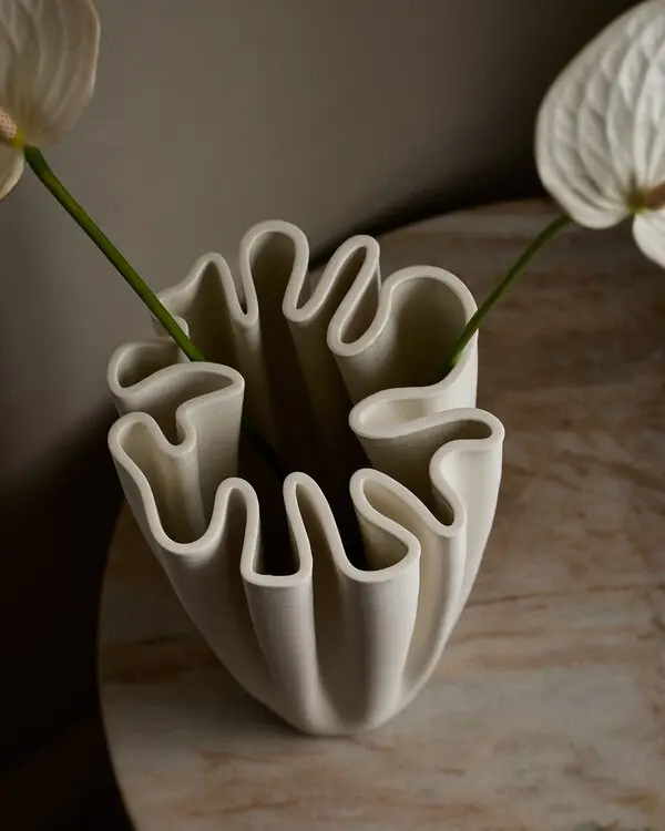 Quince Sculptural Rippled Ceramic Vase