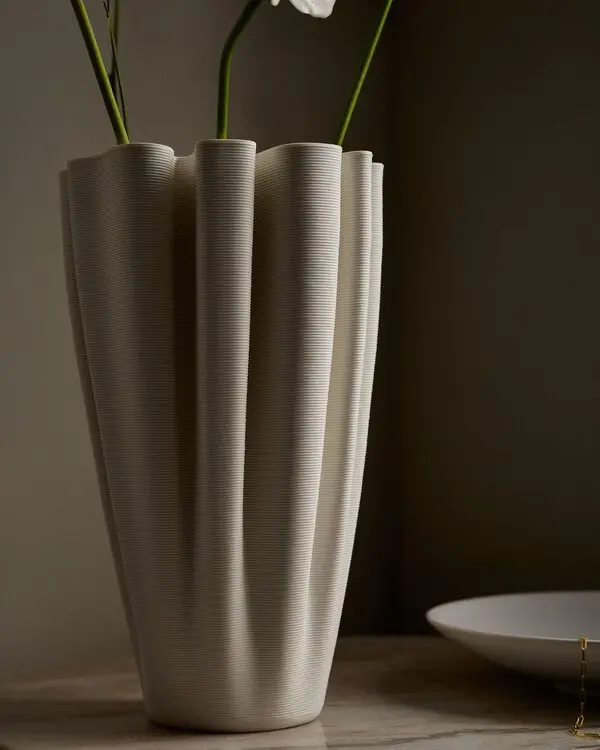 Quince Sculptural Rippled Ceramic Vase