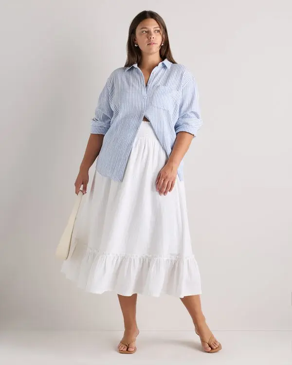 Quince Gauze Smocked Maxi Skirt - White