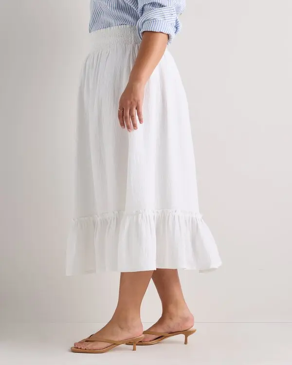 Quince Gauze Smocked Maxi Skirt - White
