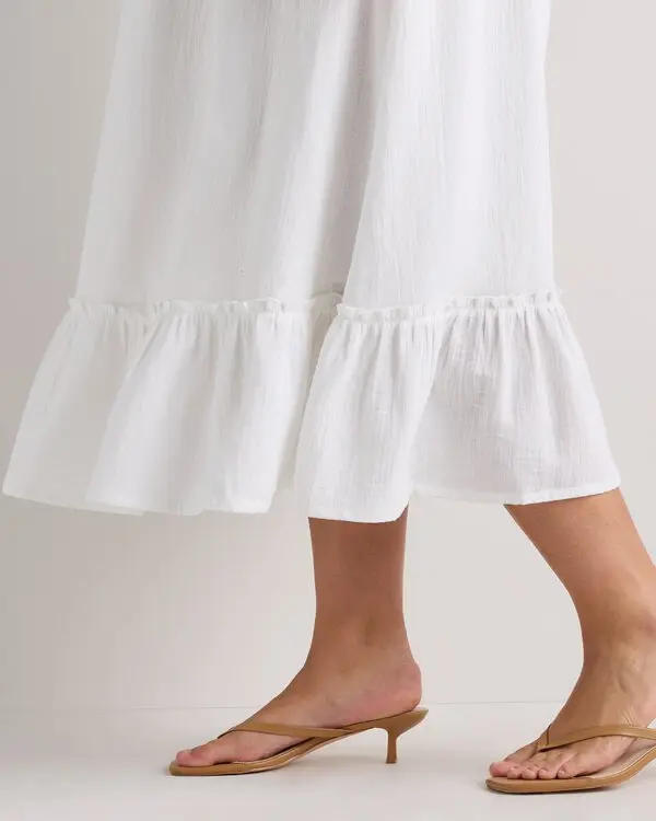 Quince Gauze Smocked Maxi Skirt - White