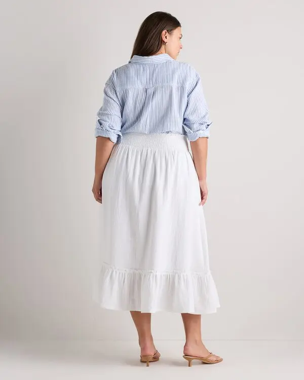 Quince Gauze Smocked Maxi Skirt - White