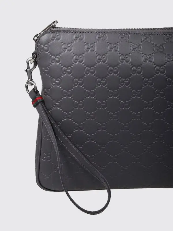 Gucci Monogram Embossed Shoulder Bag - Gray
