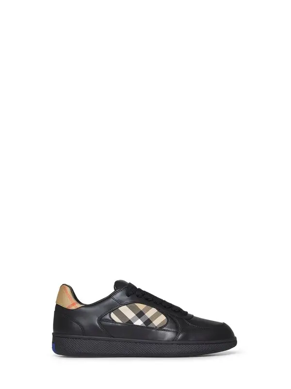 Burberry Terrace Sneakers In Black Leather - Multicolor