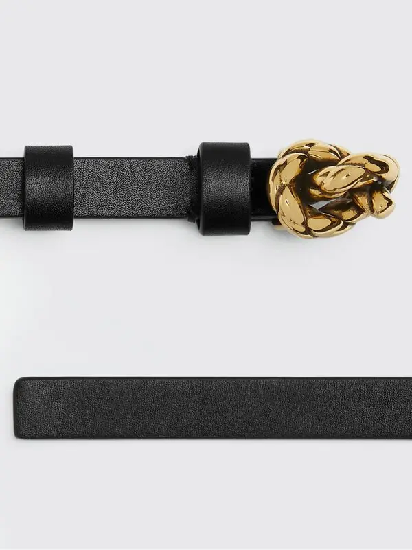 Bottega Veneta Leather Belt With Gold Tone Knot Detail
