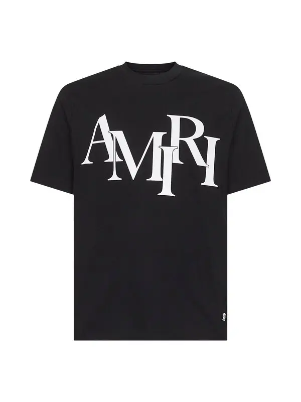 Amiri Black Staggered Logo T-shirt