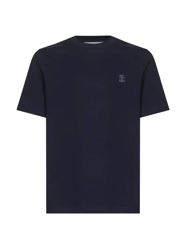 Brunello Cucinelli Blue Solomeo Crest T-shirt