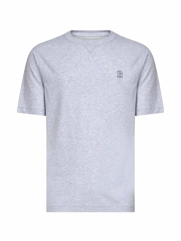 Brunello Cucinelli Grey Solomeo Crest Crewneck T-shirt