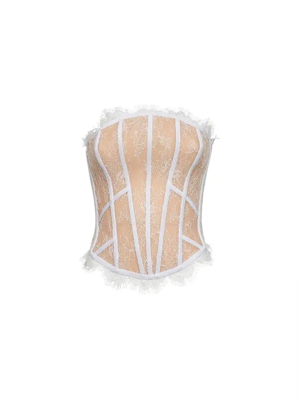 Giuseppe Di Morabito White Lace Bustier Top