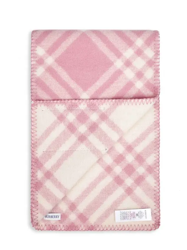 Burberry Pink Check Wool Scarf - Multicolor