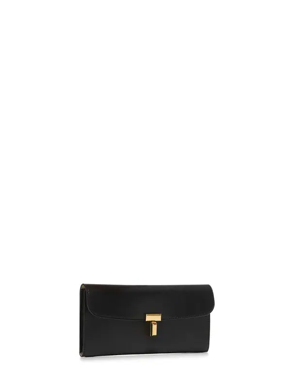 TOTEME Black Leather T-lock Wallet