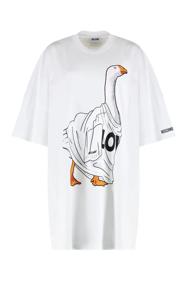 Moschino Duck Print Mini Dress - White
