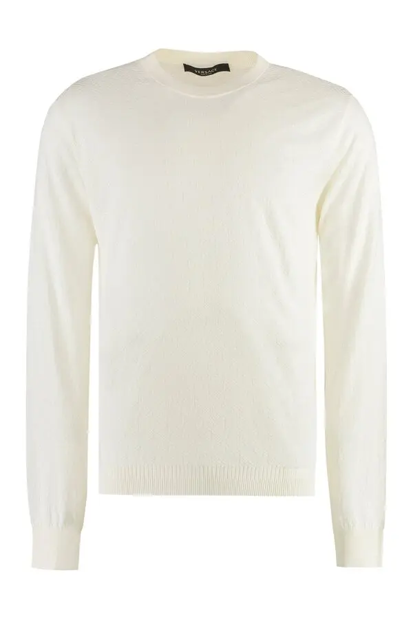Versace Long Sleeve Cotton Blend T-shirt - Ivory
