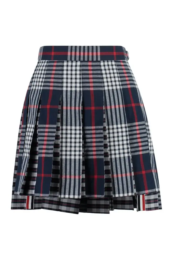 Thom Browne Pleated Asymmetrical Checkered Skirt - Multicolor