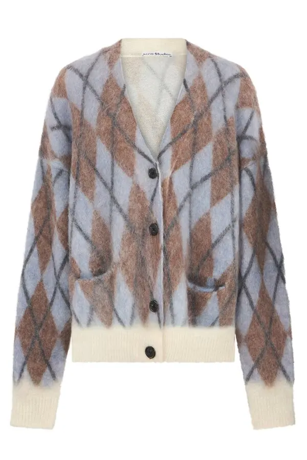 Acne Studios Diamond Pattern Cardigan In Mohair Blend For - Light Blue