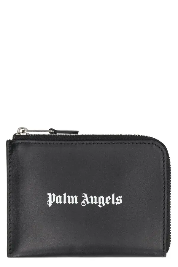 Palm Angels Mini Leather Card Holder - Black