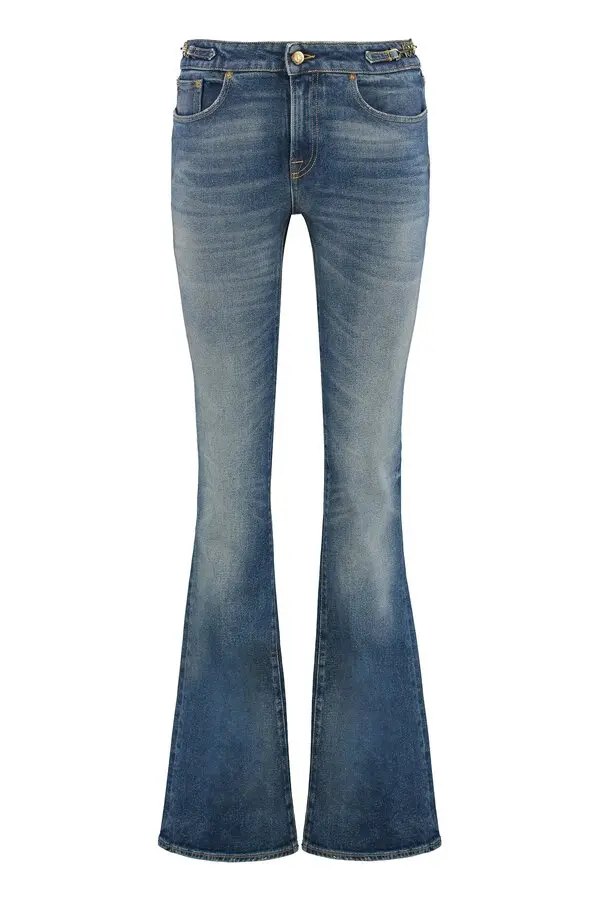 GOLDEN GOOSE Bootcut Jeans With A Vintage Wash And Metallic Details - Denim