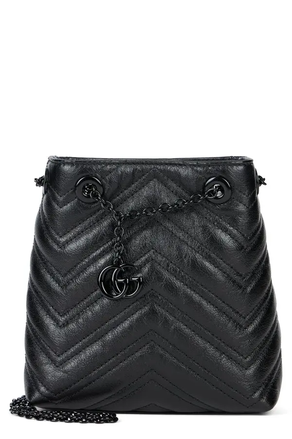 Gucci Mini Chevron Pattern Shoulder Handbag - Black