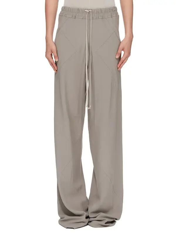 Rick Owens Wide-leg Trousers With Ribbed Waistband And Drawstring - Nero