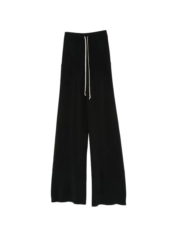 Rick Owens Wide-leg Trousers With Ribbed Waistband And Drawstring - Nero