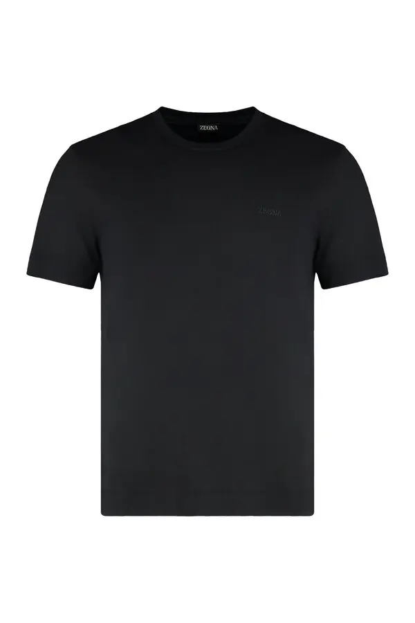 Zegna Round Neck Mini Cotton T-shirt - Black